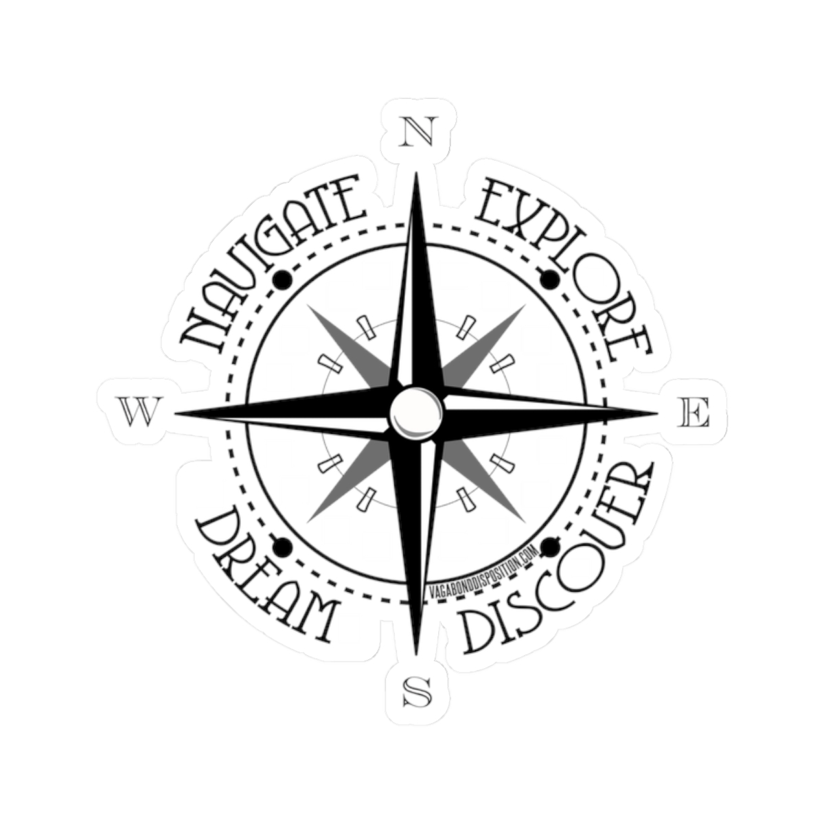 Compass Sticker Navigate Explore Dream Discover Traveler Gift